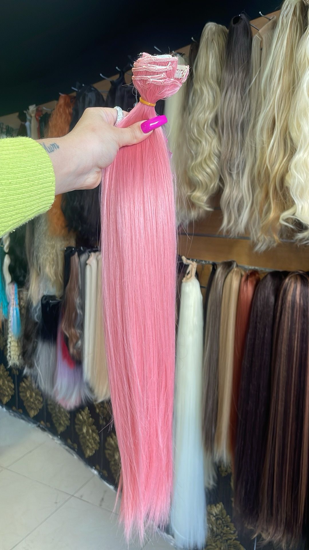 24 Inch Pink Synthetic Clip Ons – Hair Extensions By Yasmin